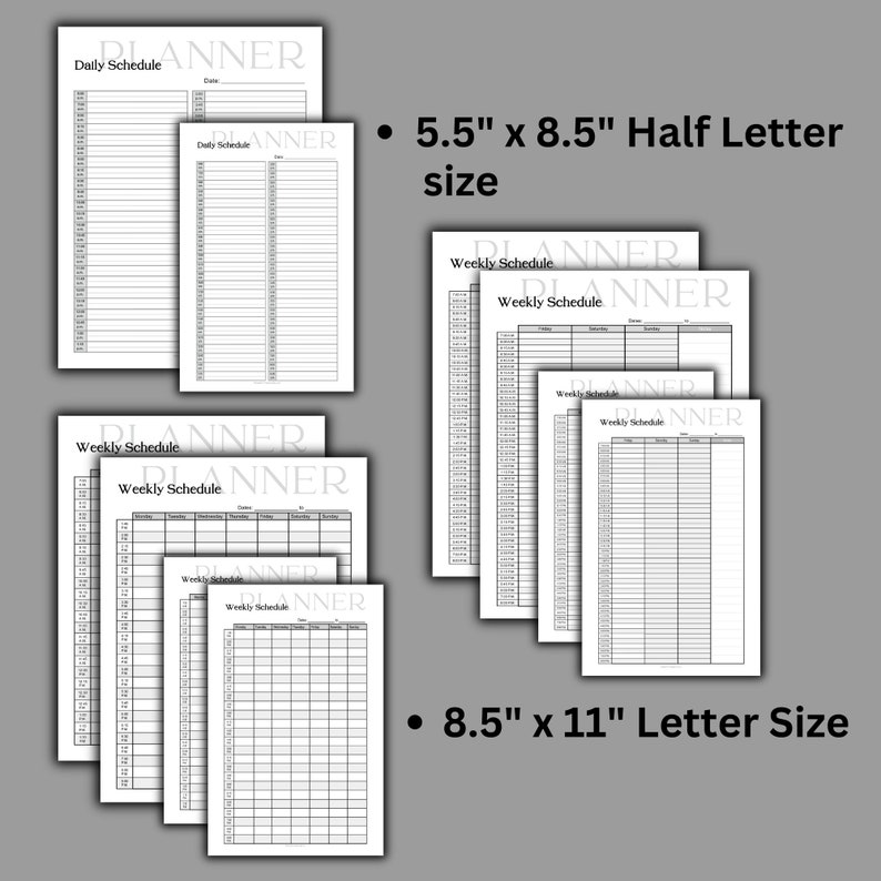Print and Fill Daily and Weekly Schedule Planner Pages, 2024 Monthly ...