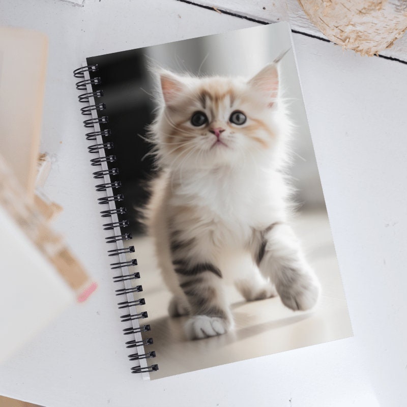 Maine Coon Kitten Spiral Notebook, Cats, Cute Kitten, Half Letter 5.58. ...