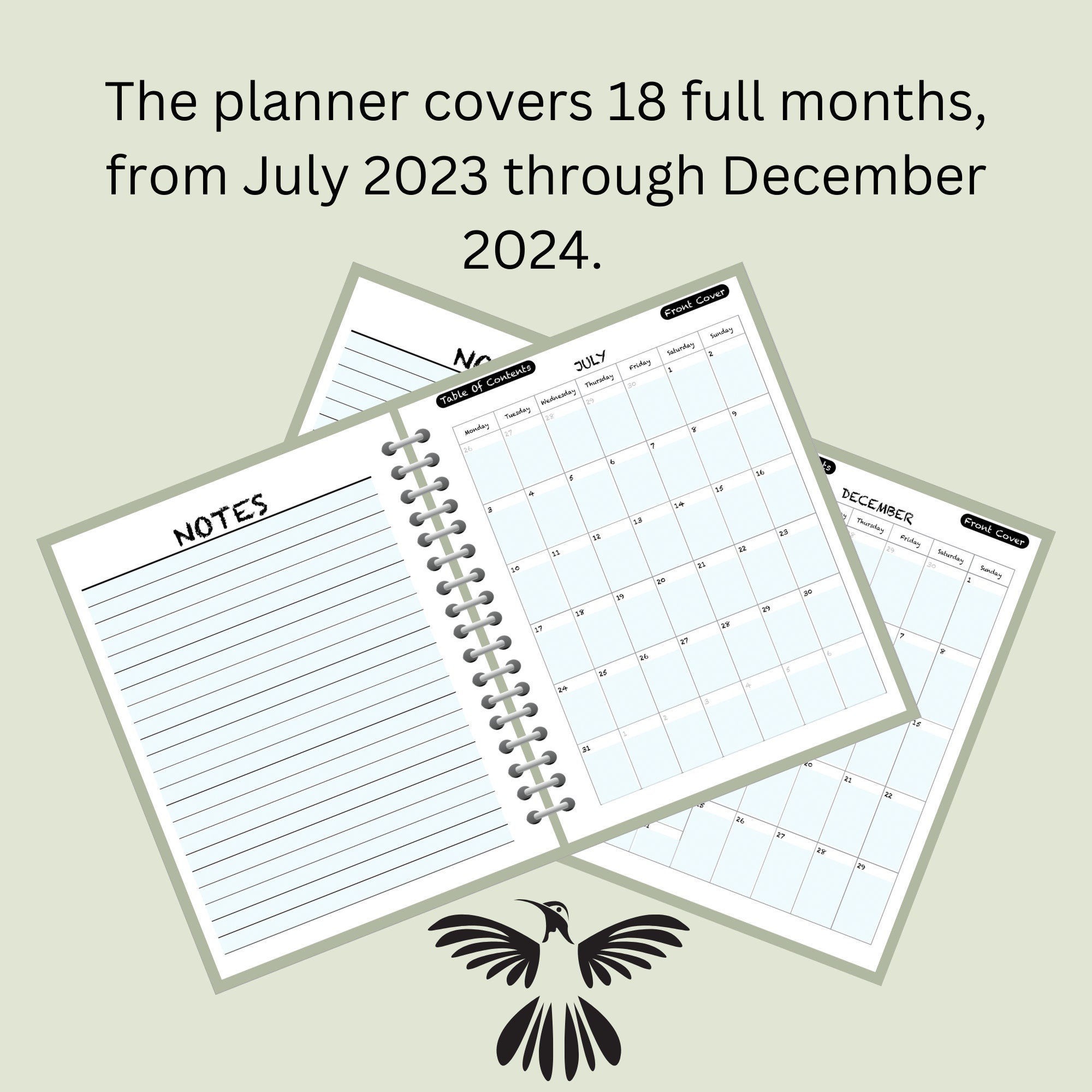 2023-2024 18 Month Fillable Digital Planner, With Interactive Table of ...