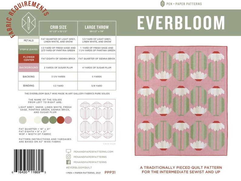 Everbloom Quilt Pattern - Pen and Paper Patterns - Etsy