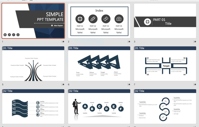 Powerpoint Template for Business Present | Black and Blue Minimalism ...