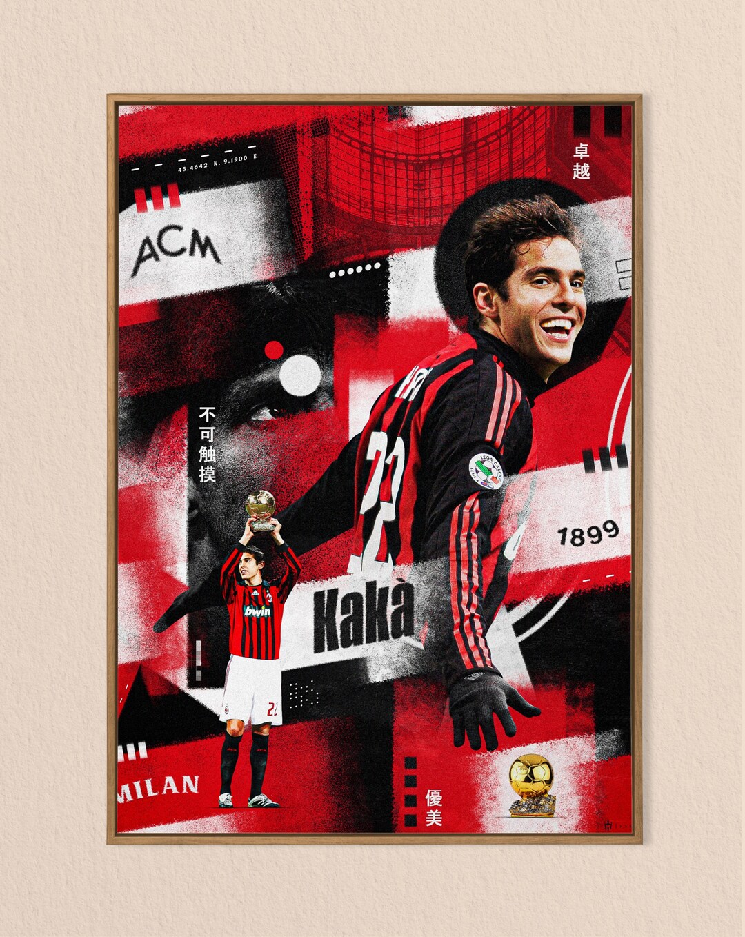 Ricardo Kaka Poster, AC Milan Soccer Print, Soccer Gifts, Sports Poster ...