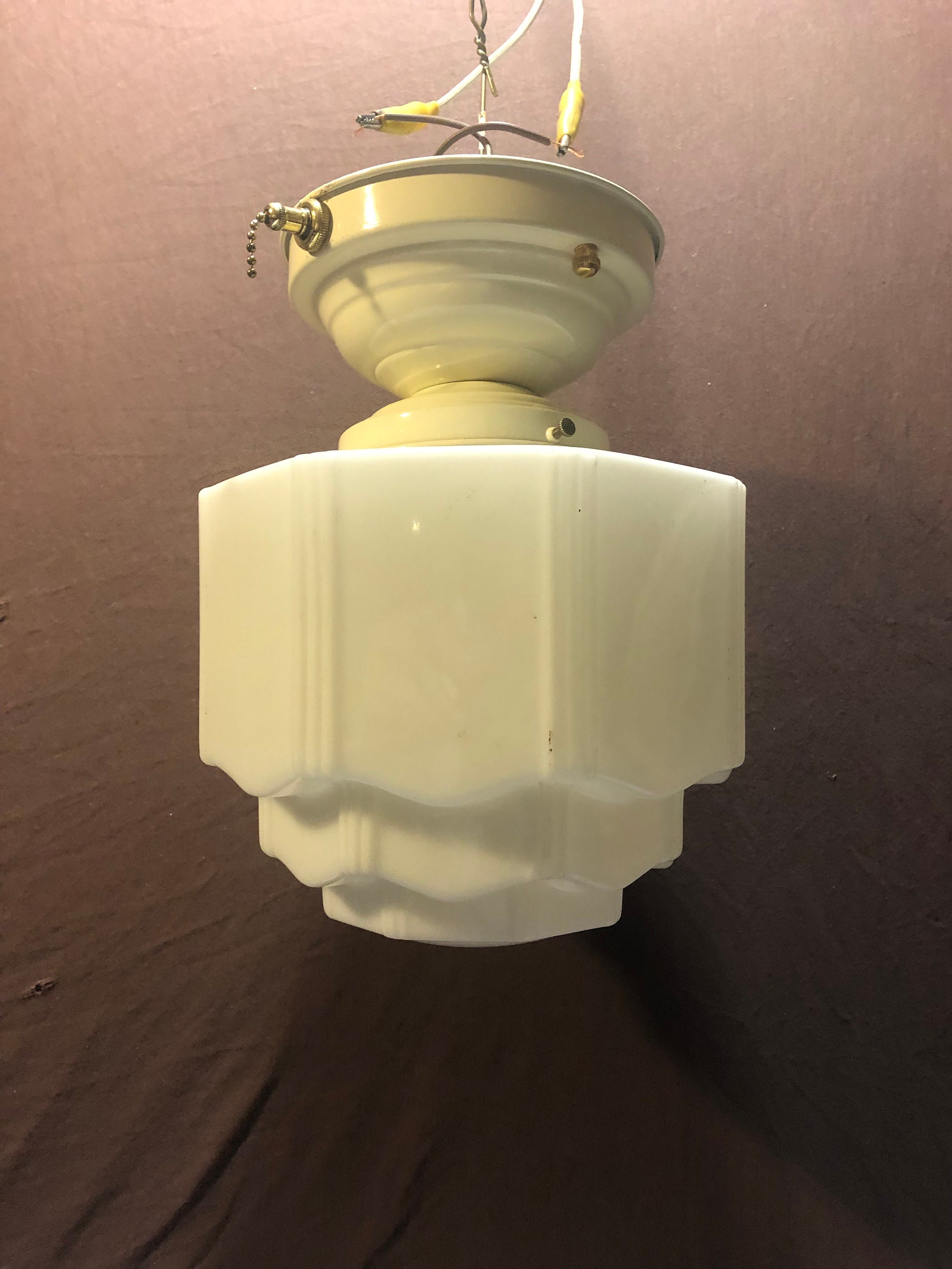Vintage Skyscraper Flush Mount Milk Glass Ceiling Fixture - Etsy