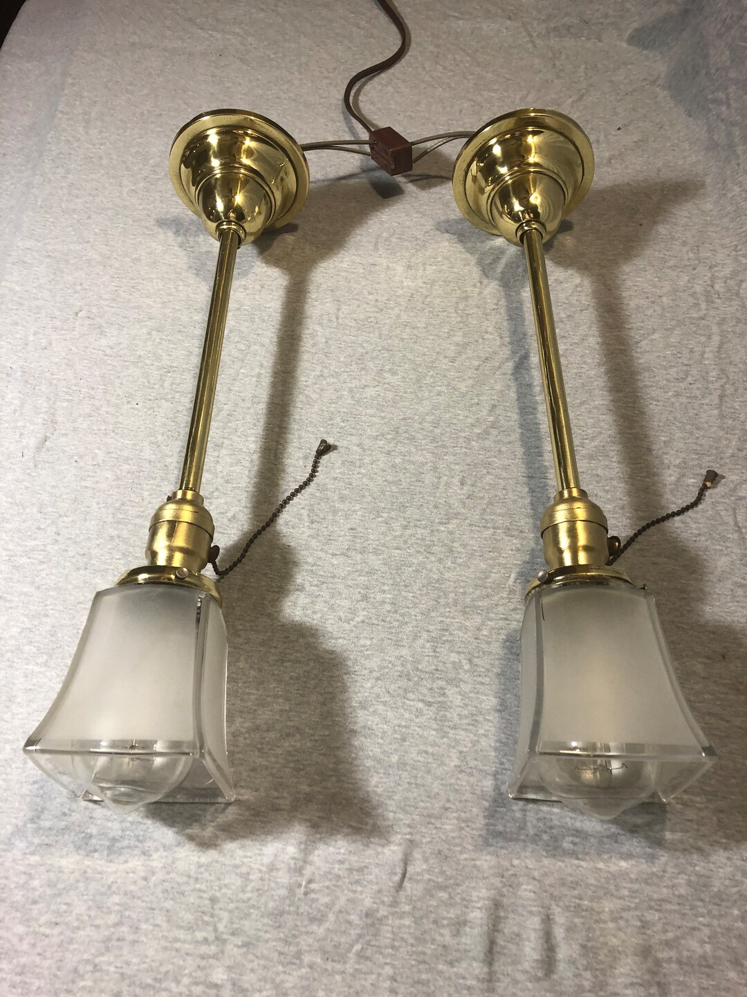 Vintage Pair of Mission Style Pendant Light Fixtures - Etsy