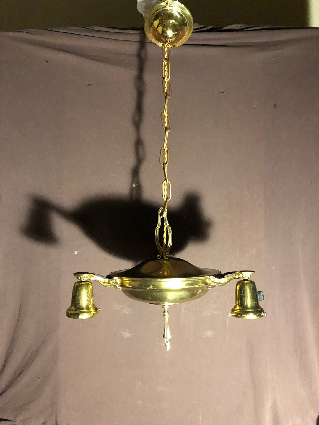 Vintage Brass 3 Light Pan Chandelier - Etsy