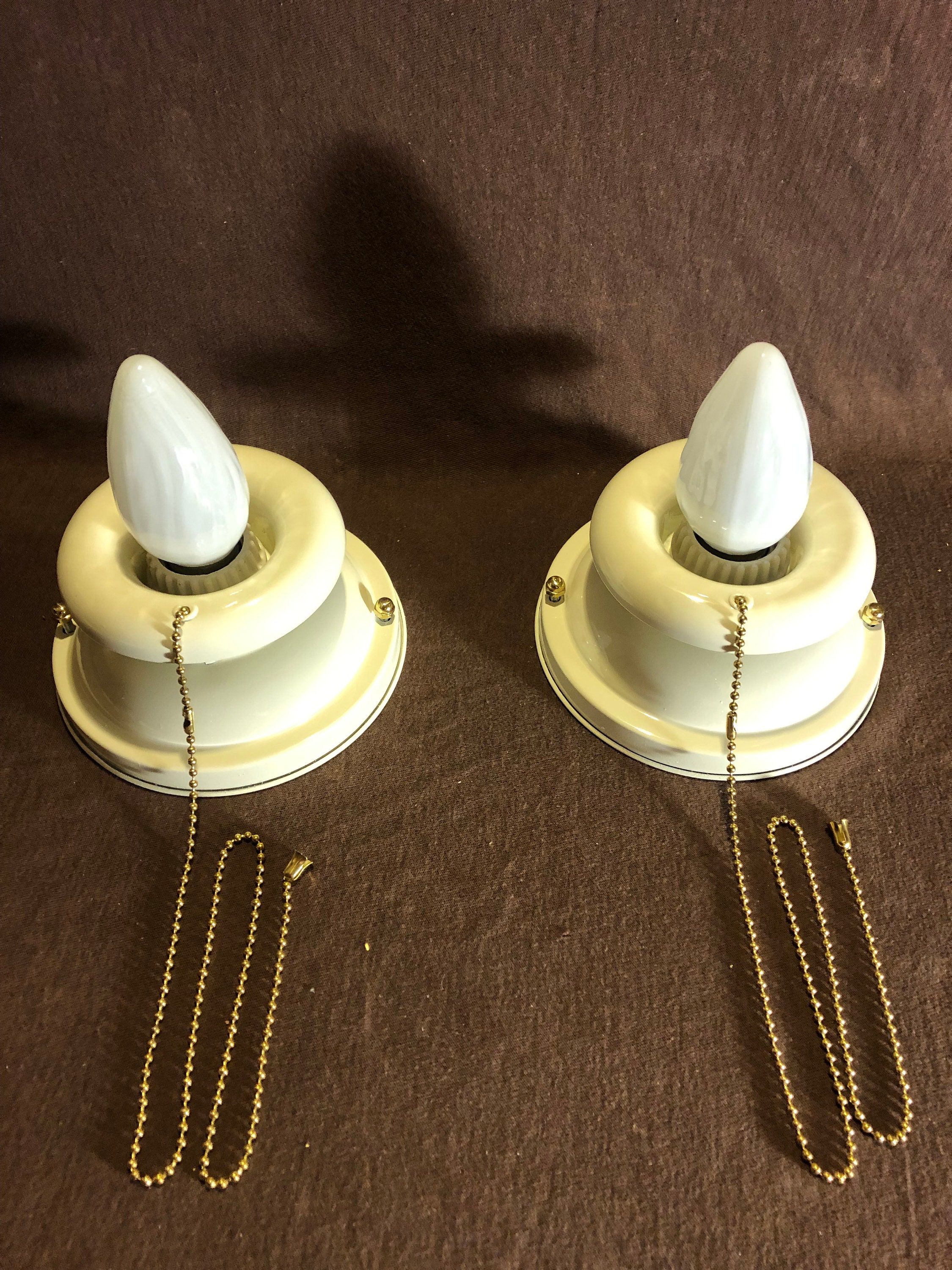 Antique Vintage Matching Pull Chain Light Fixtures 4 - Etsy