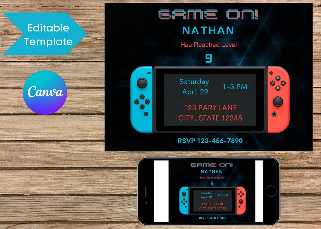 EDITABLE Switch Party Invitation, Birthday Party Invitation, Video Game ...