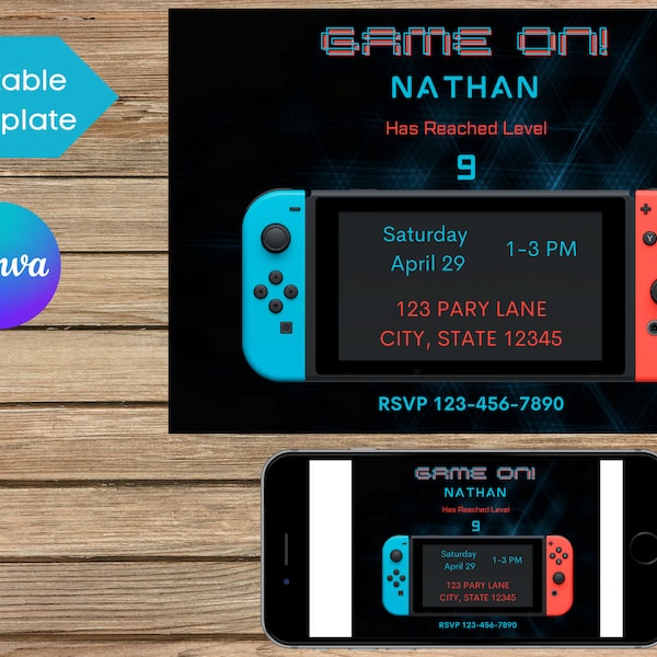 Nintendo Switch Invitation - Etsy
