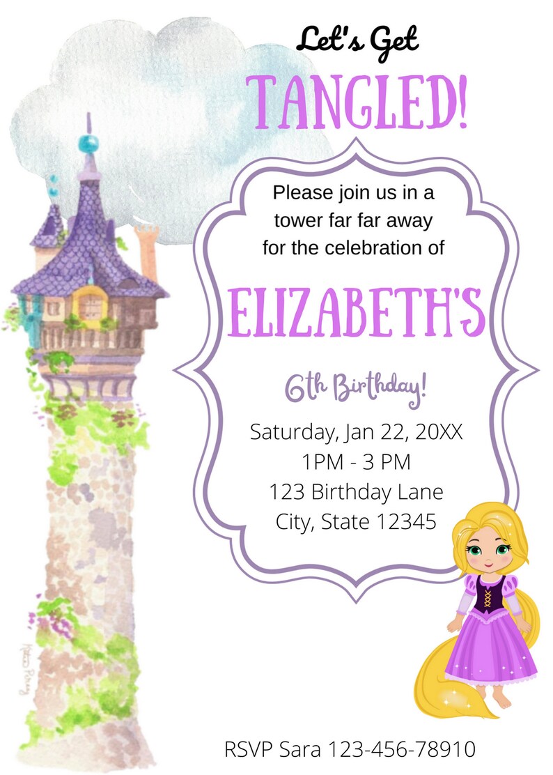 EDITABLE Tangled Birthday Party Invitation, Rapunzel Party Invites ...