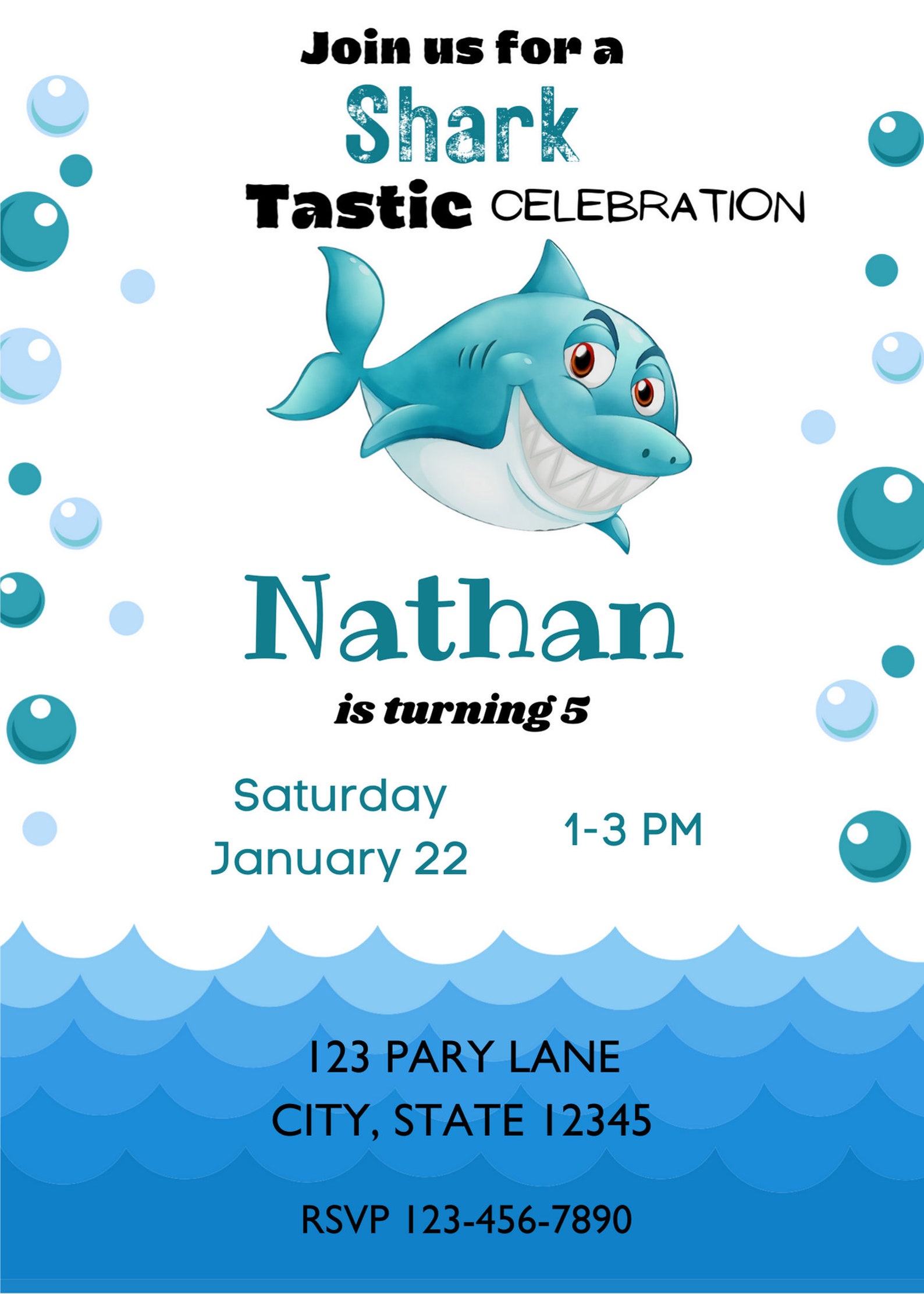 EDITABLE Shark Birthday Party Invitation, Shark Tastic Celebration ...