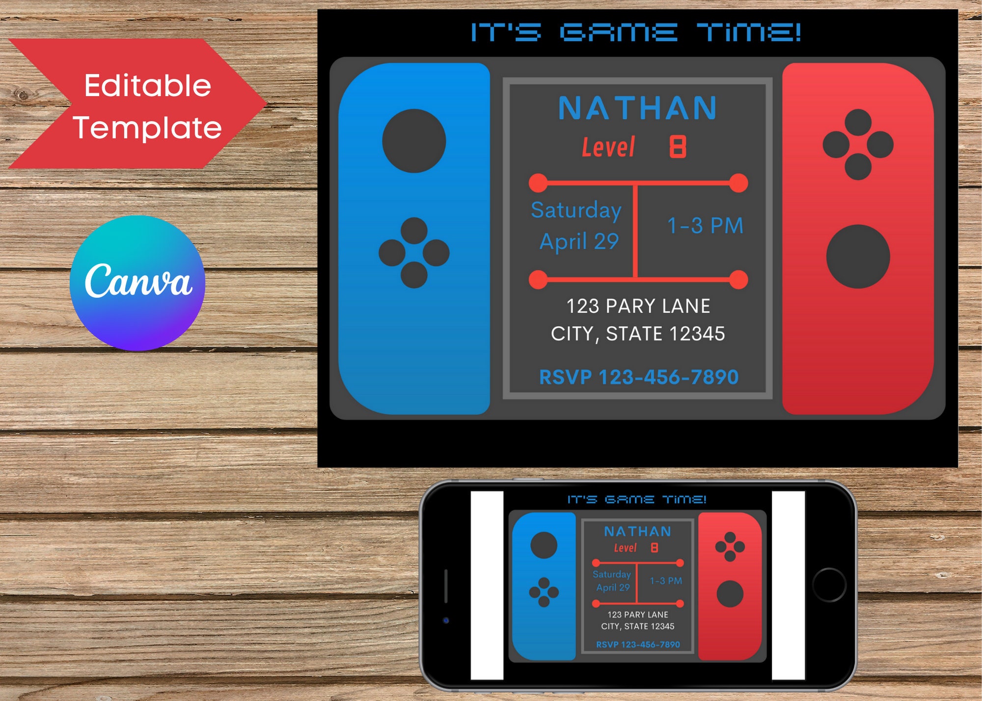 EDITABLE Switch Party Invitation, Birthday Party Invitation, Video Game ...