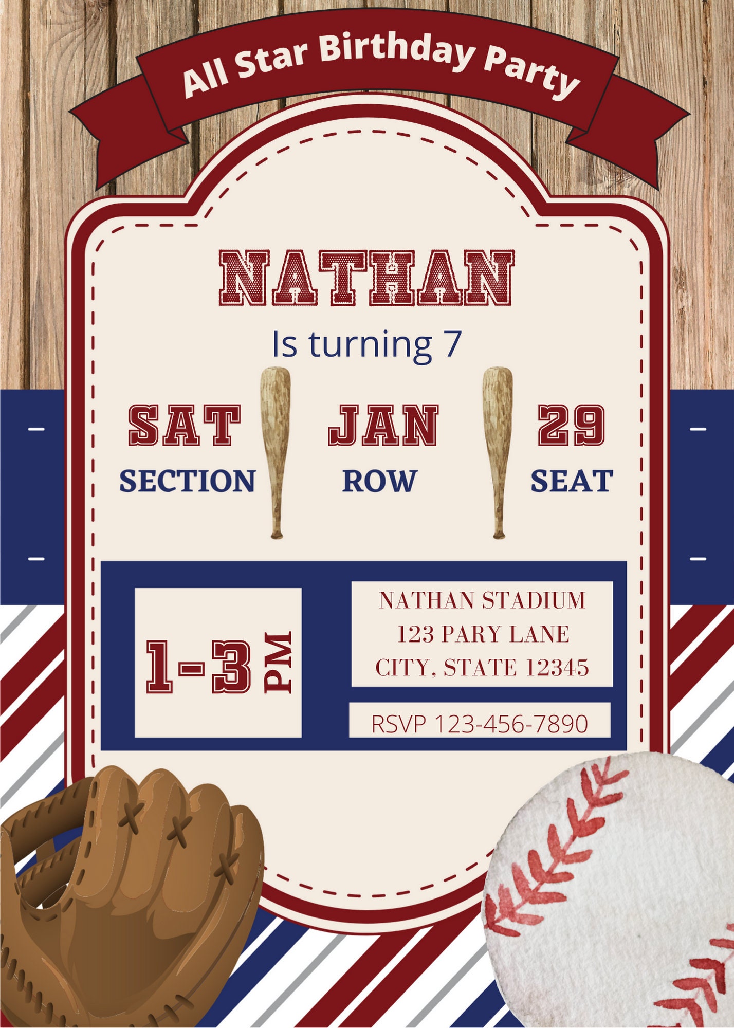 EDITABLE Baseball Birthday Party Invitation, Baseball Party Invitation ...