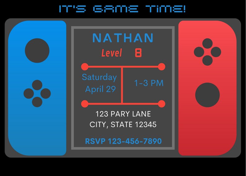 EDITABLE Switch Party Invitation, Birthday Party Invitation, Video Game ...