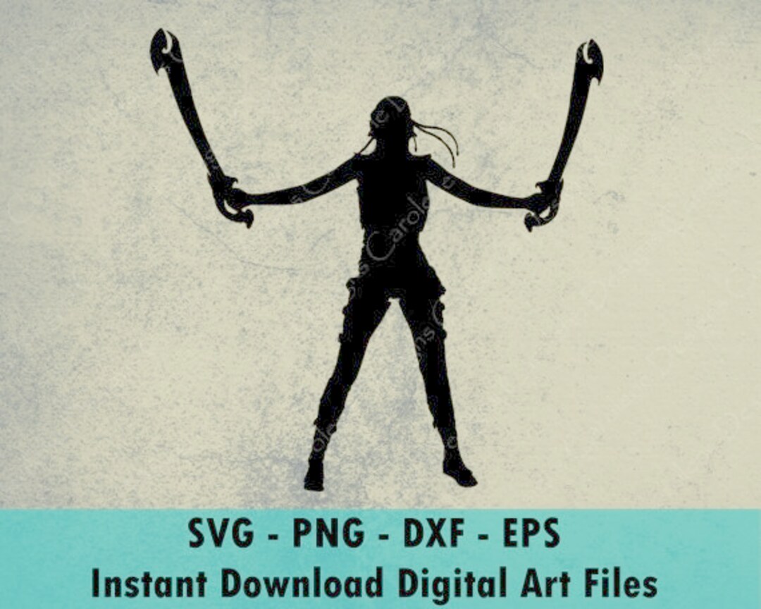 Woman Dual Saber Swords - Instant Digital Download - Svg, Png, Dxf, Eps ...