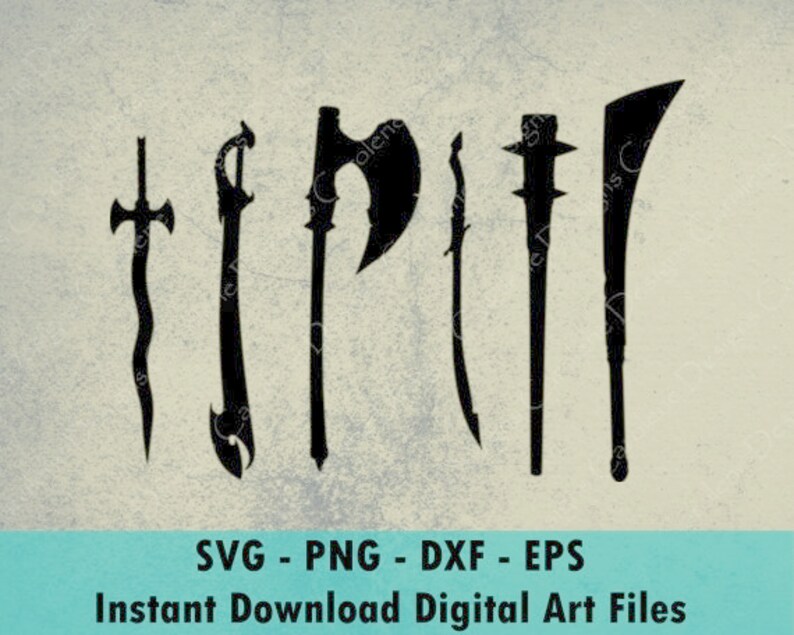 Medieval Weapons Silhouette Instant Digital Download Svg, Png, Dxf, Eps ...