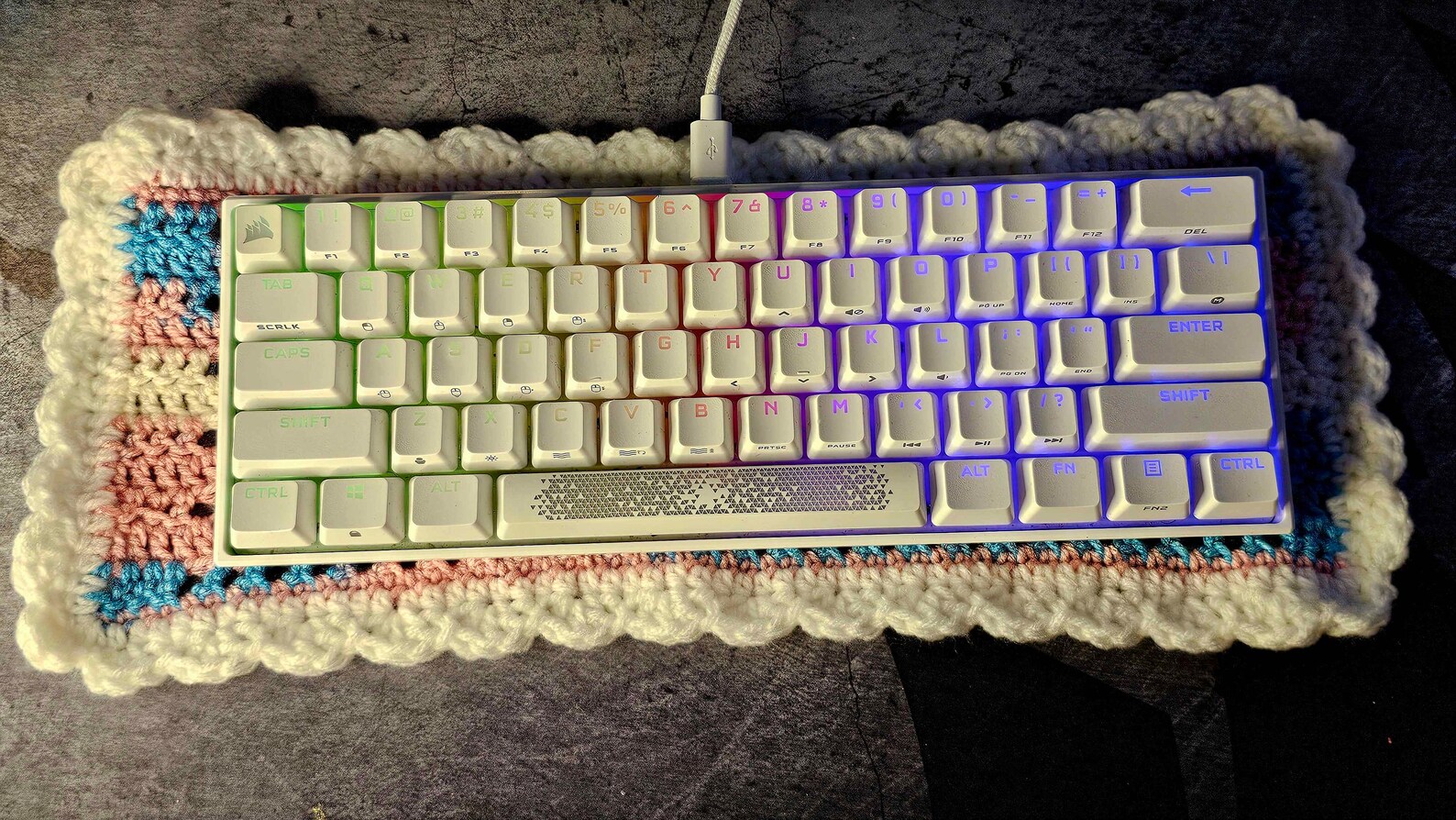 Trans Pride Color Inspired Crochet Keyboard Mat - Etsy