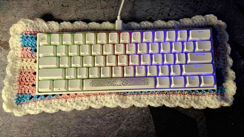 Trans Pride Color Inspired Crochet Keyboard Mat - Etsy