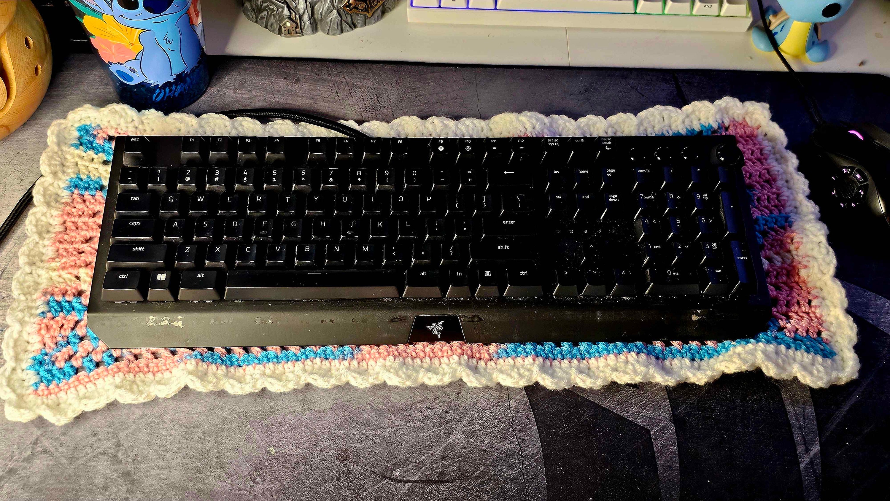 Trans Pride Color Inspired Crochet Keyboard Mat - Etsy