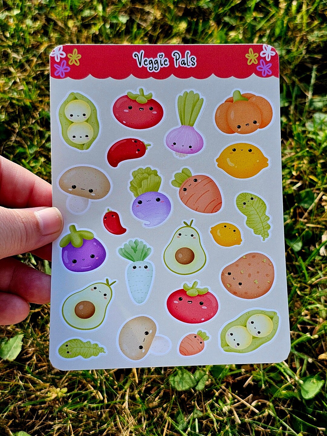 Cute Kawaii Veggie Pals Sticker Sheet Matte 4 by 5.5 Inch - Etsy