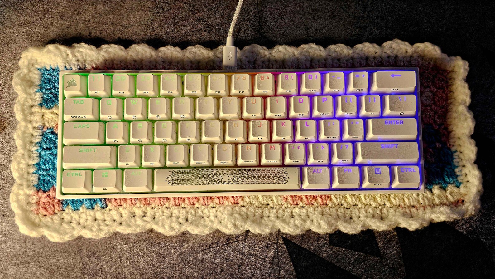 Trans Pride Color Inspired Crochet Keyboard Mat - Etsy