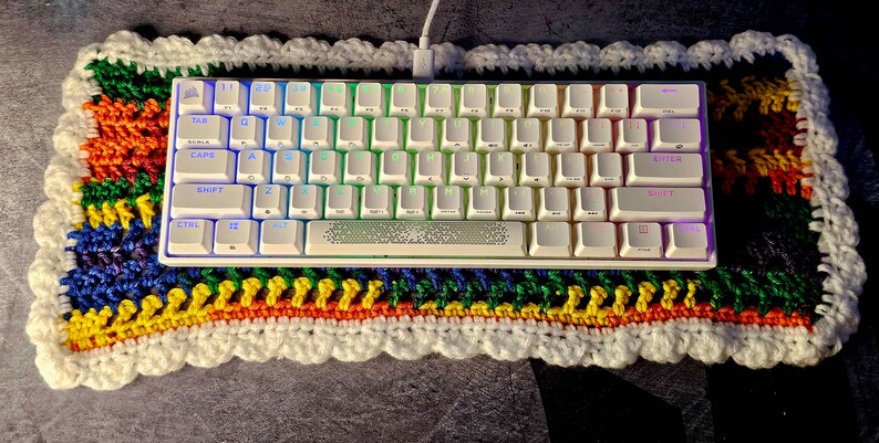 Pride Color Inspired Crochet Keyboard Mat - Etsy