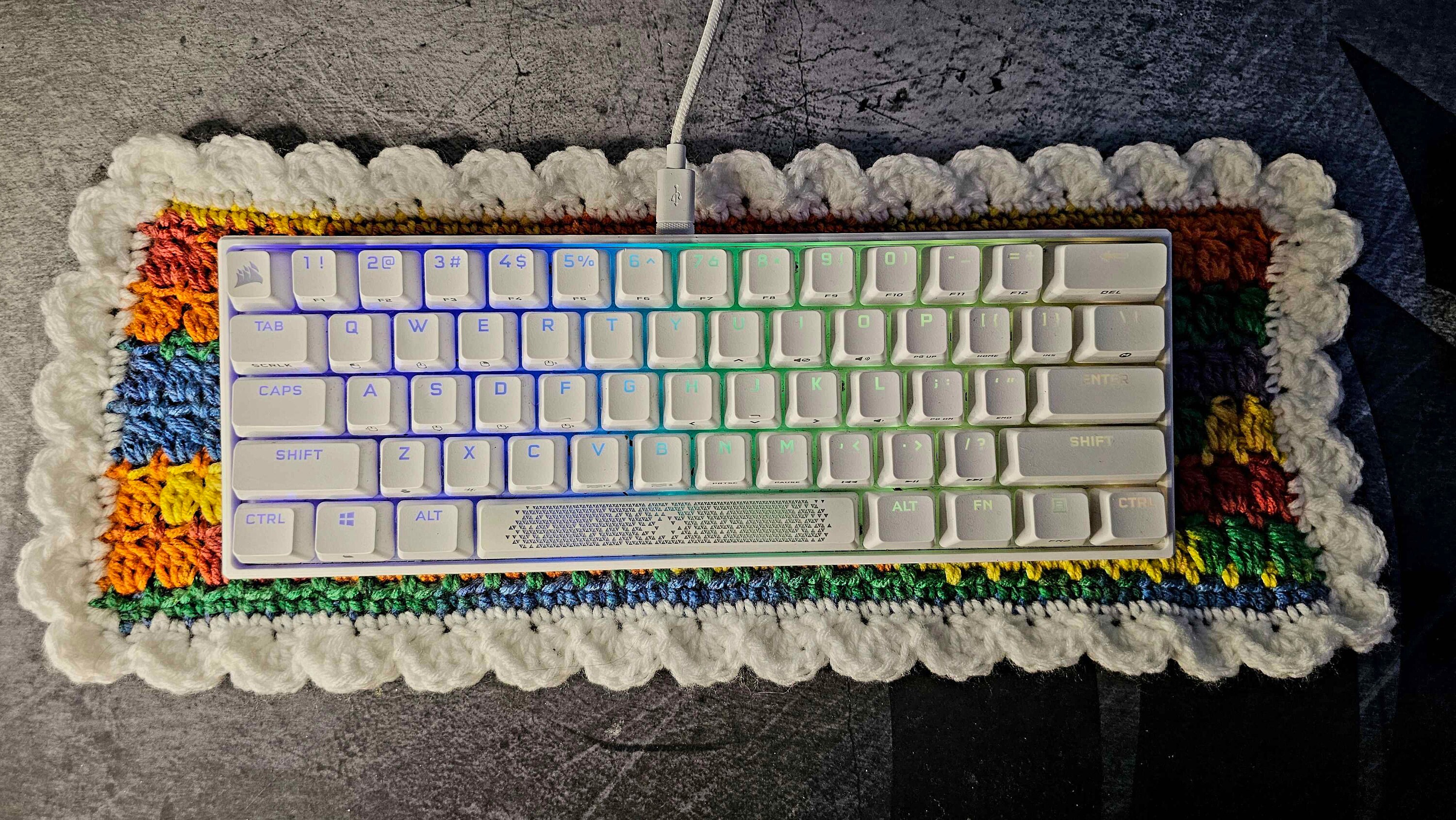 Pride Color Inspired Crochet Keyboard Mat - Etsy