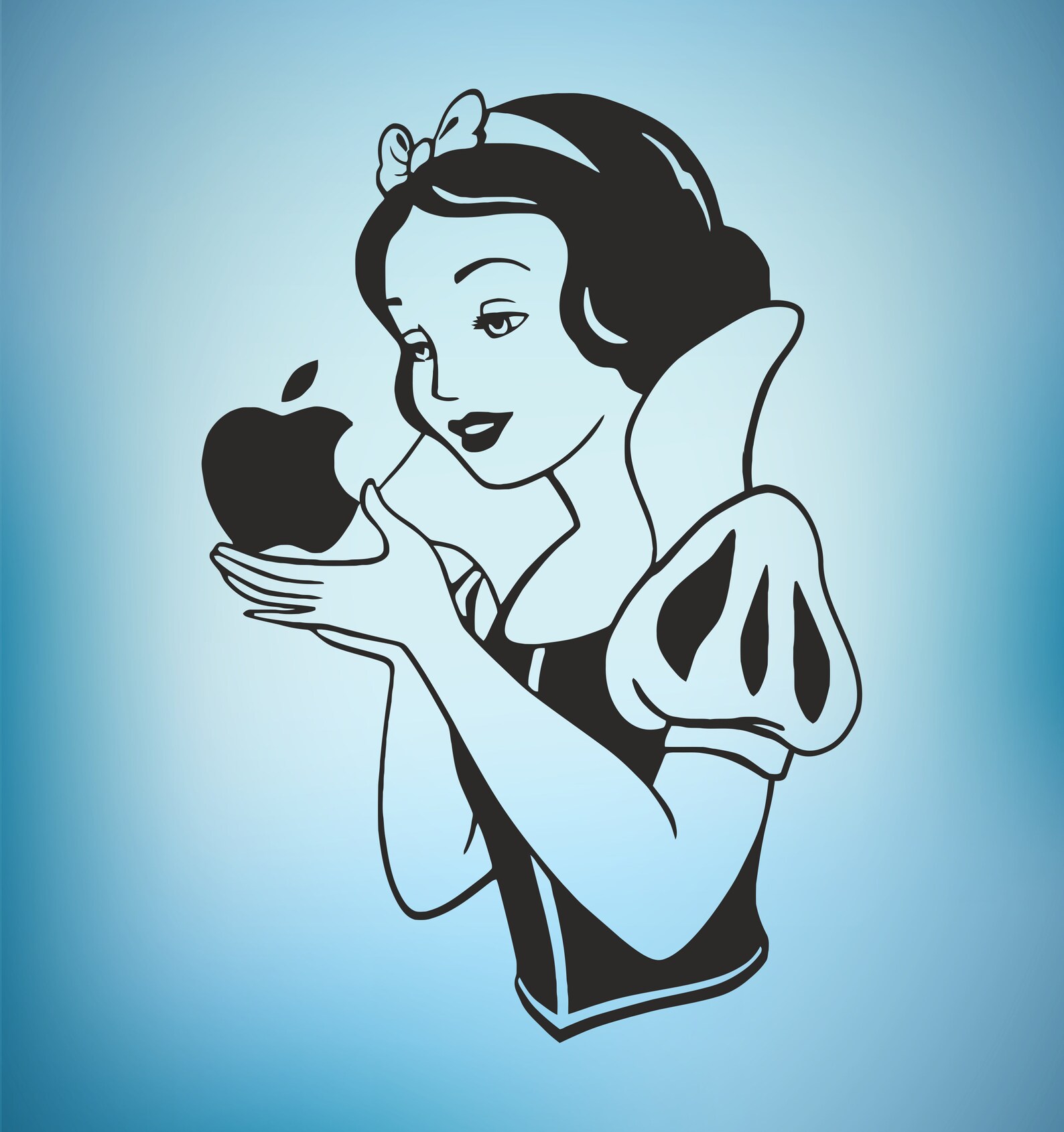 Snow White Apple,snow White SVG , Snow White Black and White SVG, Cut ...