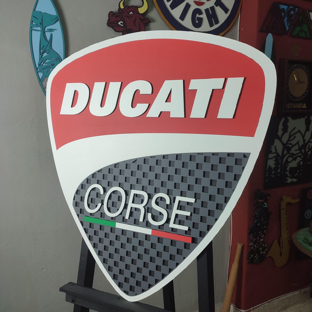 Ducati Corse Inspired 3D Wooden Wall Art | Racing Shield Style Sign ...