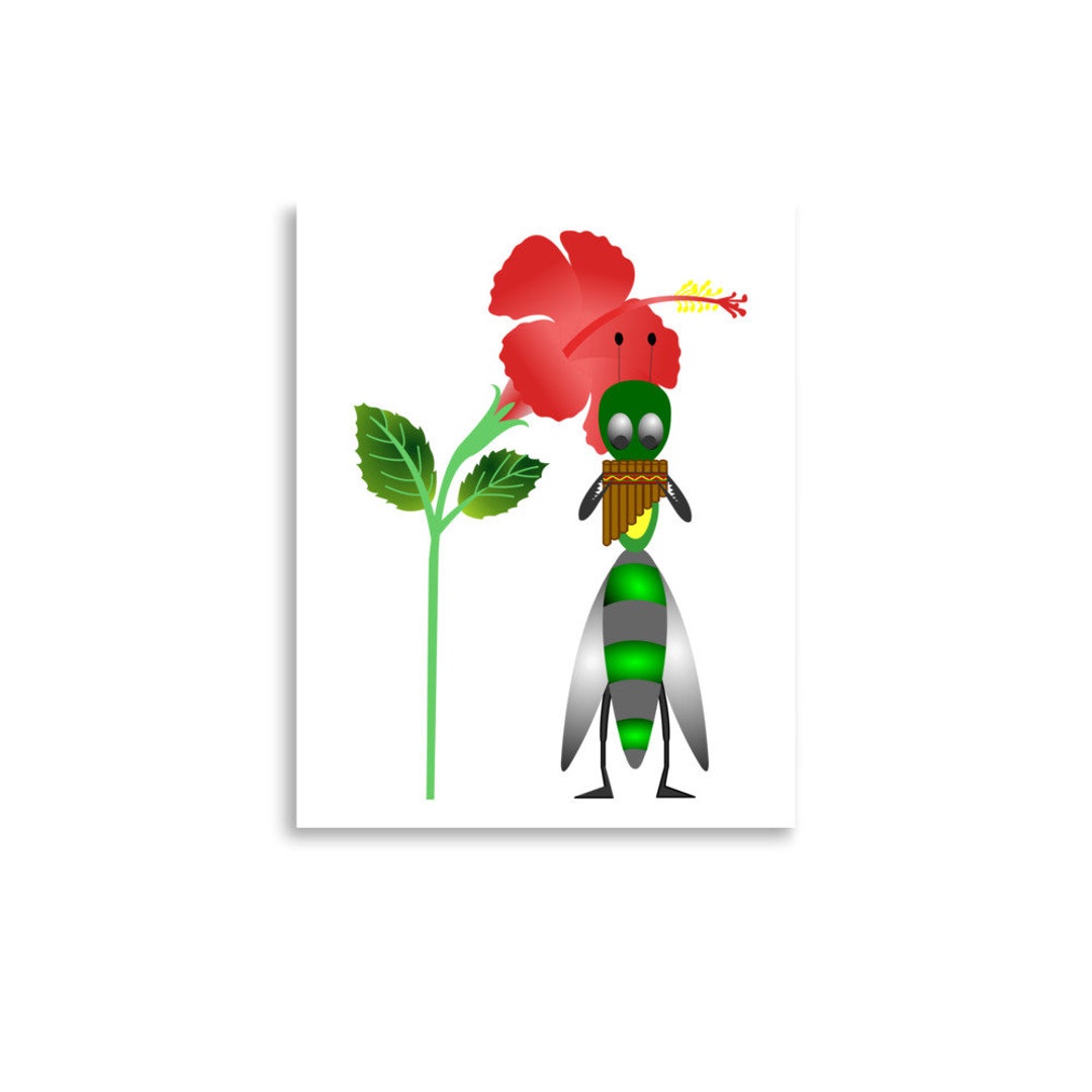 Musical Bug With Hibiscus Flower 8x10 In. Poster Perfect for - Etsy