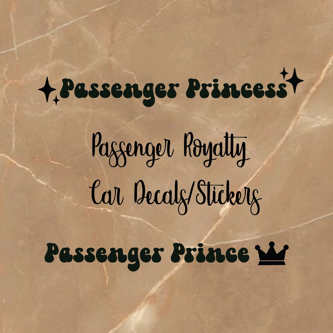 Passenger Princess & Passenger Prince Car Stickers/decals - Etsy