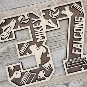 Custom Senior Athlete Number Custom Sport Letter Personalized Sports ...