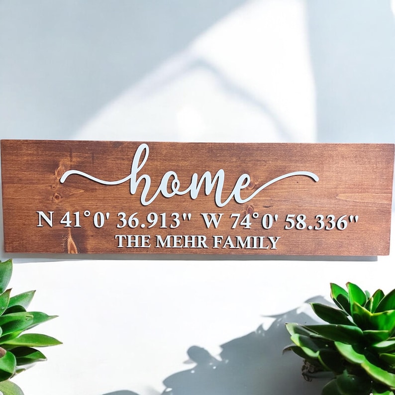 First Home Sign Home Coordinates Sign Housewarming Gift Realtor Gift ...