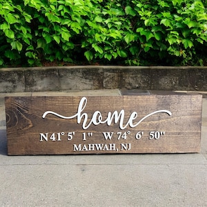 First Home Sign Home Coordinates Sign Housewarming Gift Realtor Gift ...