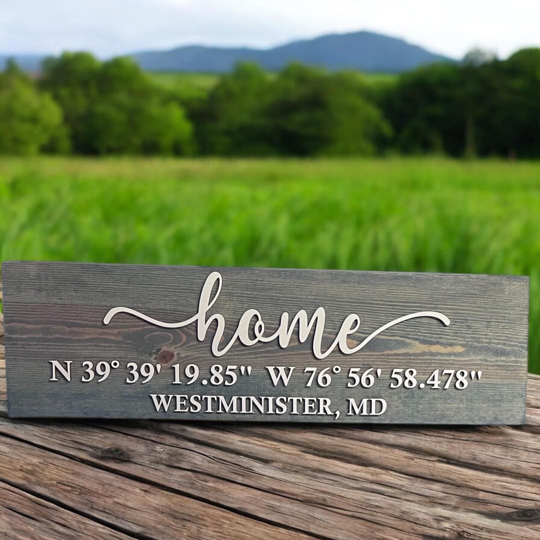 First Home Sign Home Coordinates Sign Housewarming Gift Realtor Gift ...