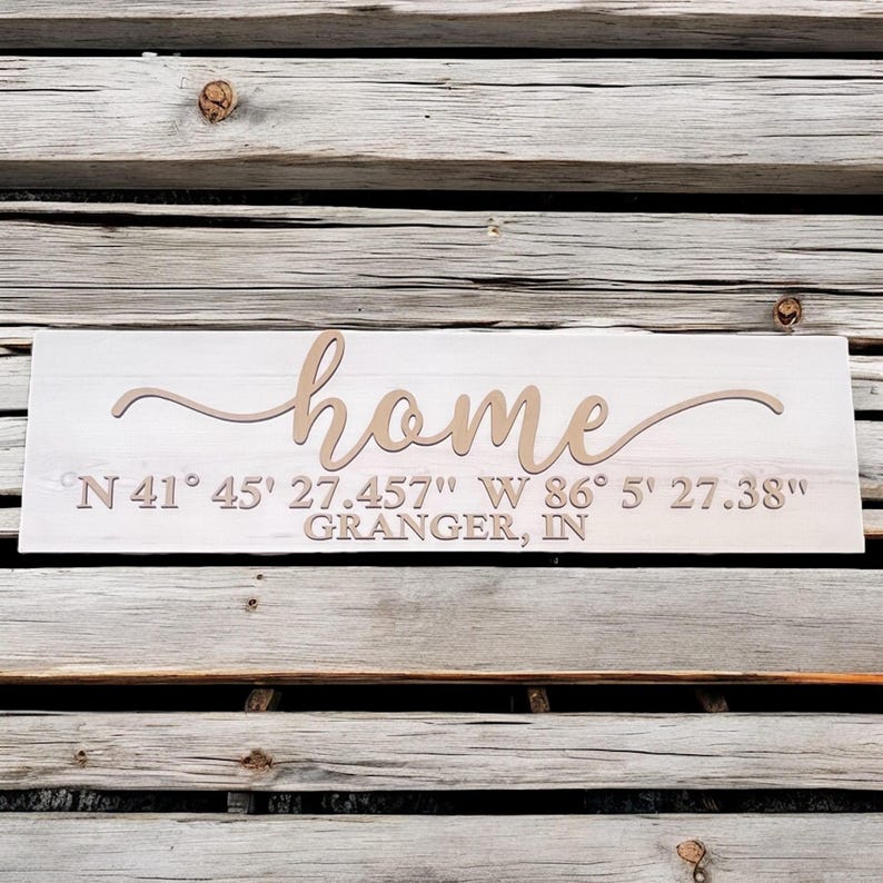 First Home Sign Home Coordinates Sign Housewarming Gift Realtor Gift ...