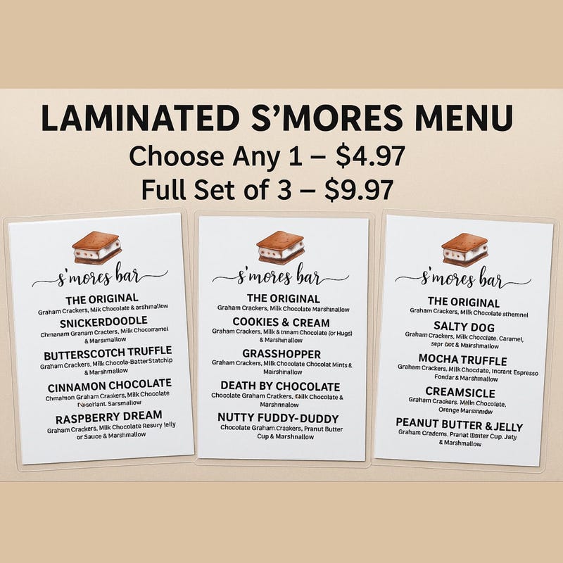 Wedding Smore Menu - Etsy