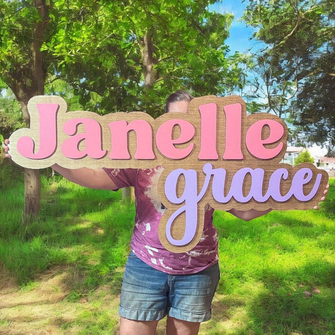 Large Wood Name Sign Layered Baby Name Sign Above Crib Name Sign Custom ...