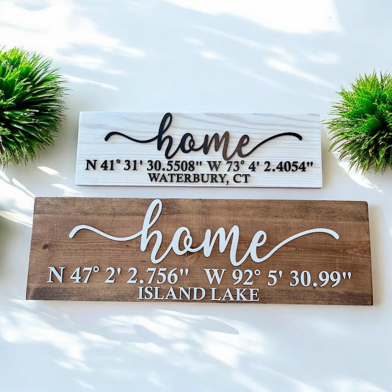 First Home Sign Home Coordinates Sign Housewarming Gift Realtor Gift ...