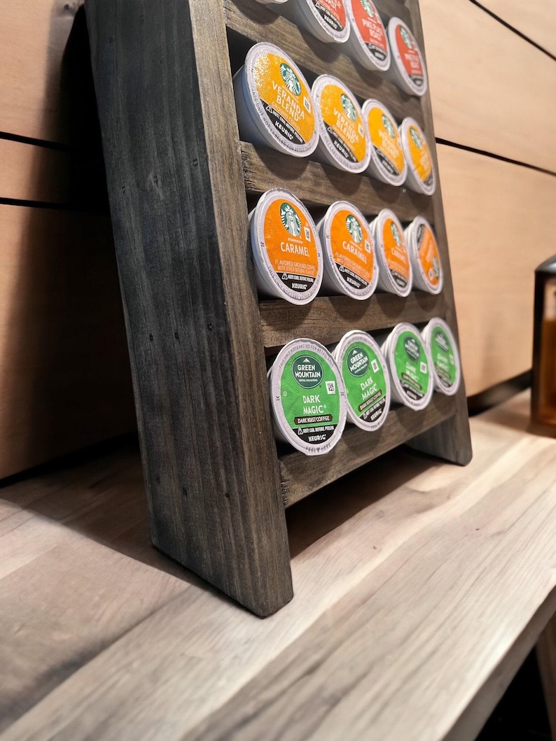 Wooden Kcup Holder Coffee Organizer Kitchen Storage Rustic Display ...