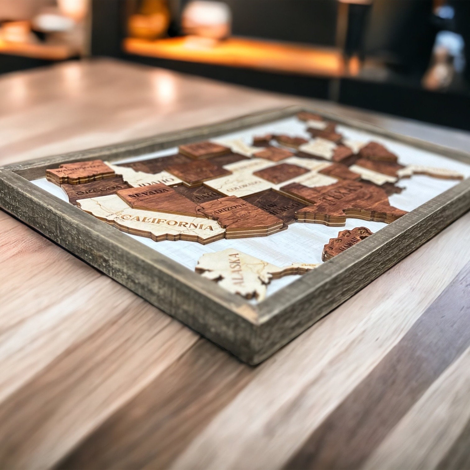 Wooden Layered 3D USA Map/traveler US Map/travel Gift/housewarming Gift ...