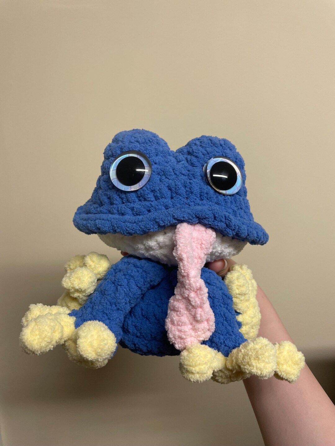 Crochet Blue and Yellow Frog - Etsy