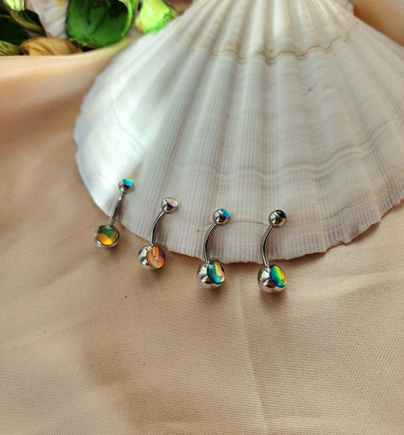 Rainbow Belly Ring Belly Button Ring Dainty Delicate Belly - Etsy