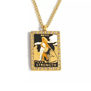 Tarot Card Necklace, Gold Necklace, Tarot Card Pendant Necklace, Mystic ...