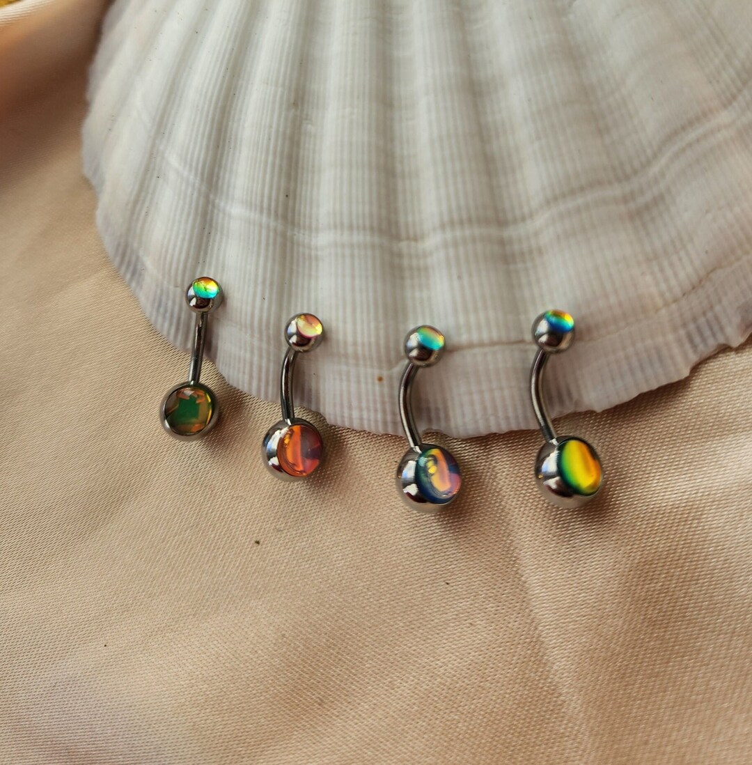 Rainbow Belly Ring, Belly Button Ring, Dainty Delicate Belly Ring ...