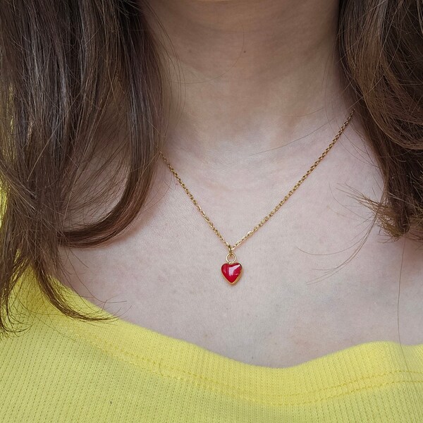 Red Heart Necklace - Etsy