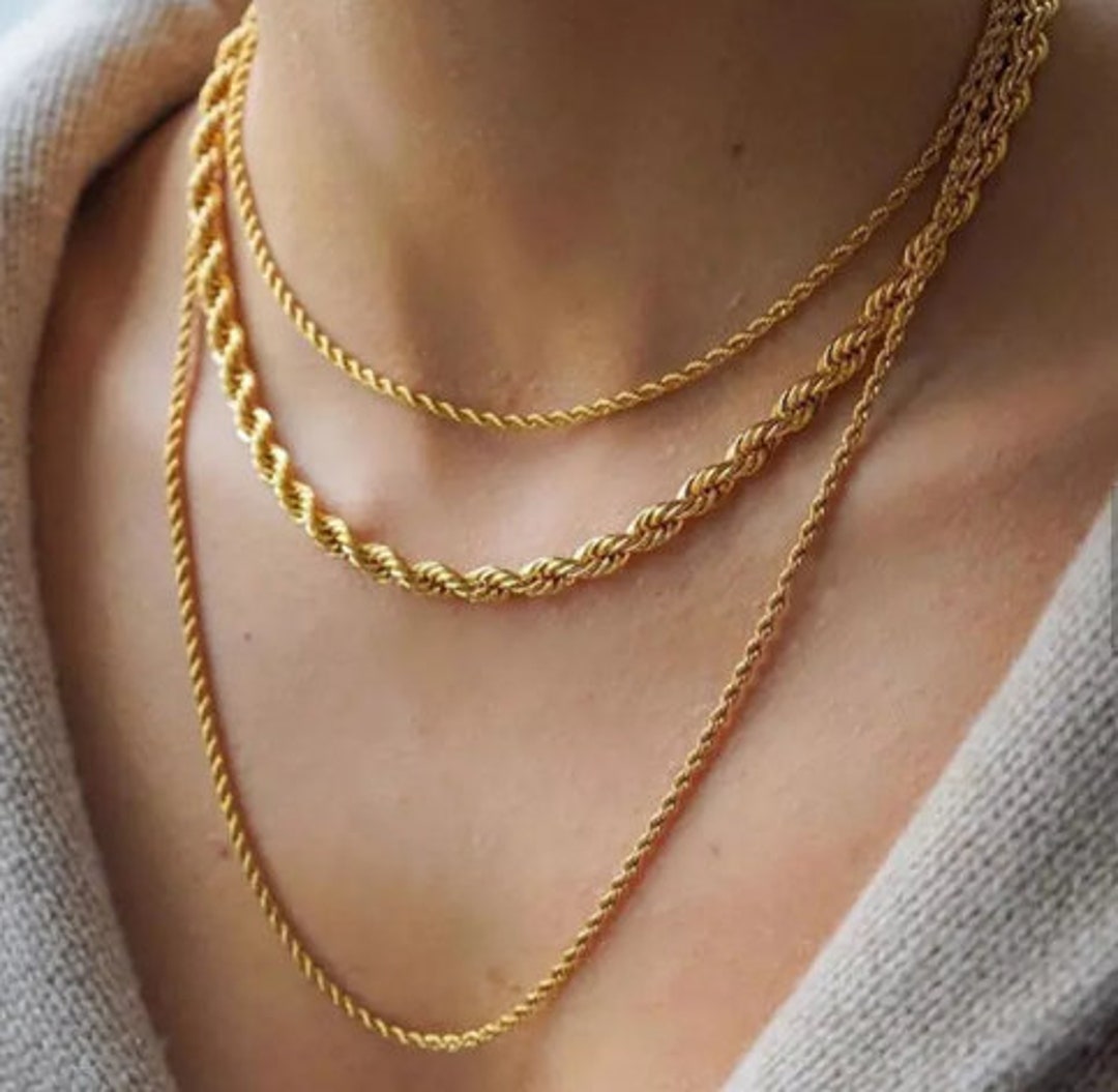 Gold Rope Necklace, Gold Rope Chain, Necklace Men, Gold Necklace, Gold ...