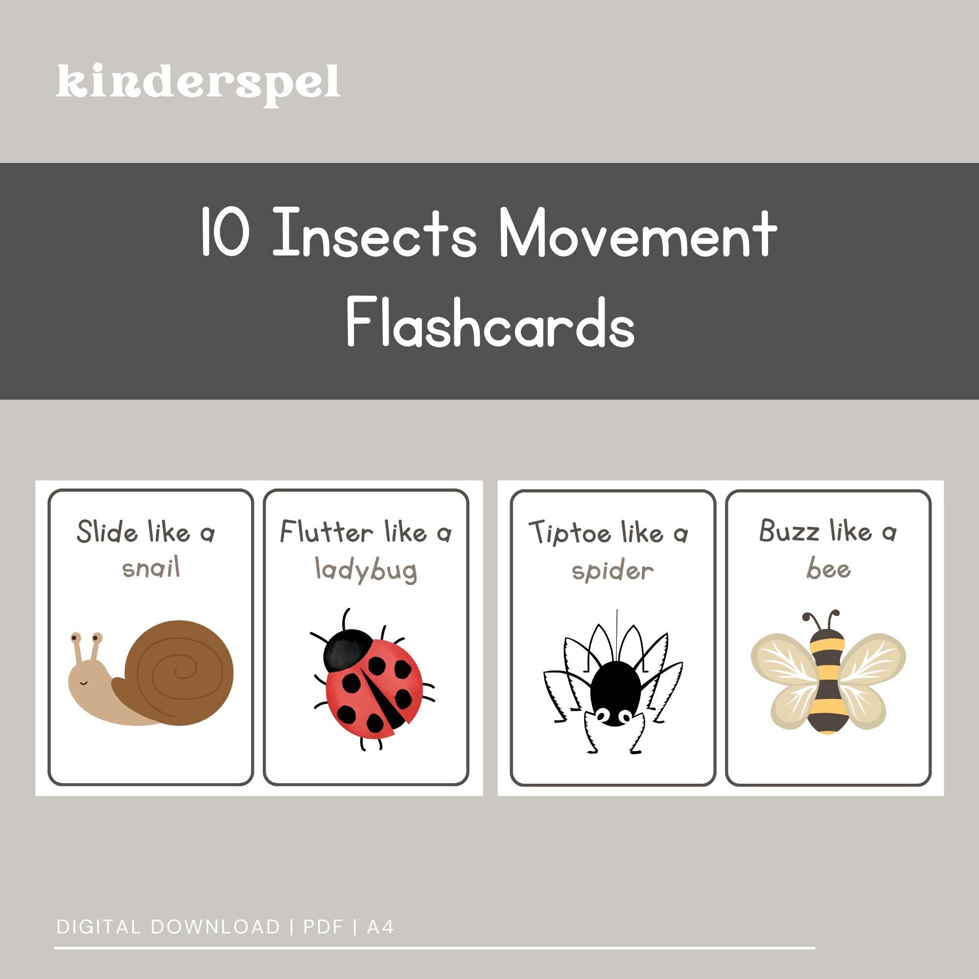 Preschool Printable Insects Movements Flashcards - Etsy