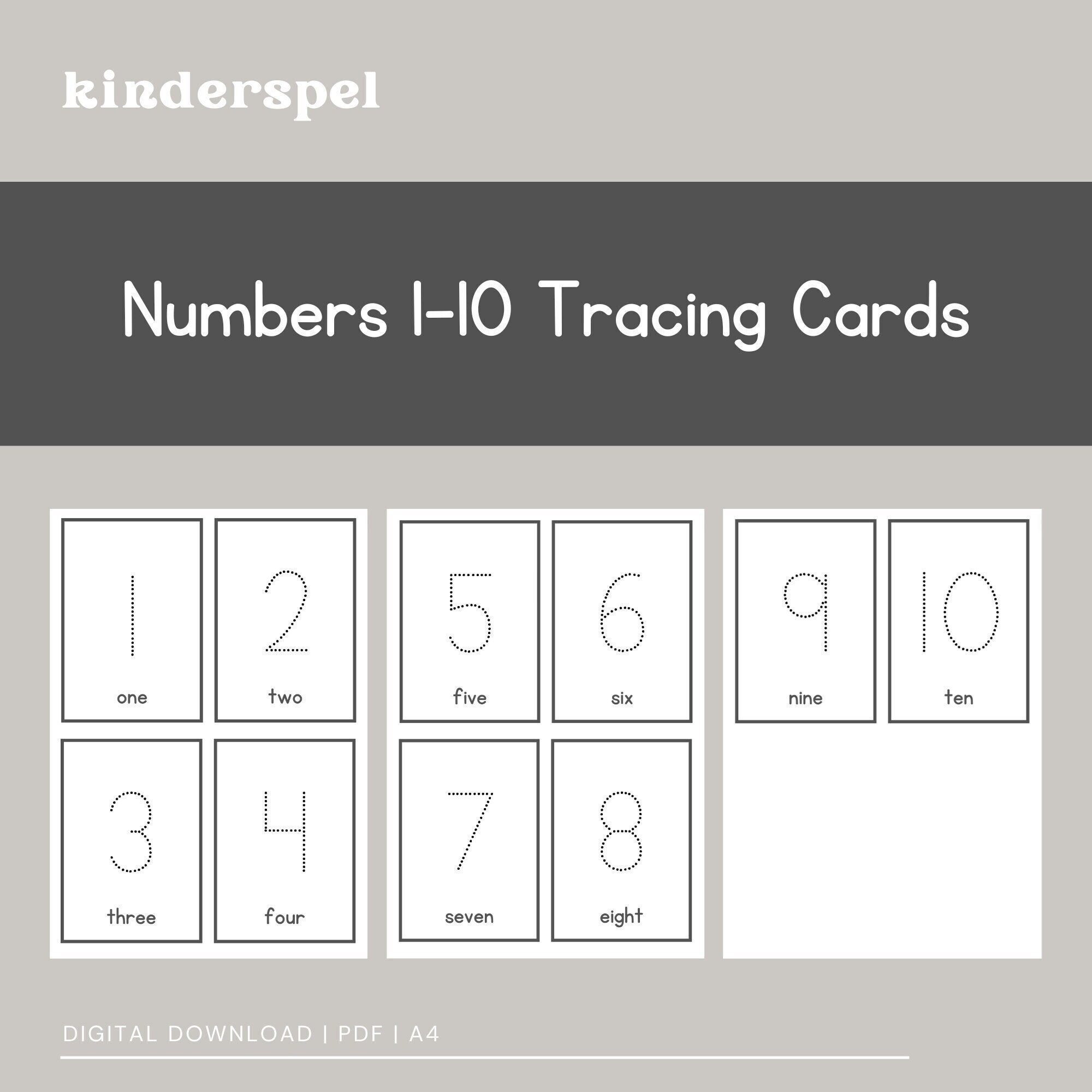 Preschool Printable Numbers 1-10 Tracing Cards Numeracy - Etsy