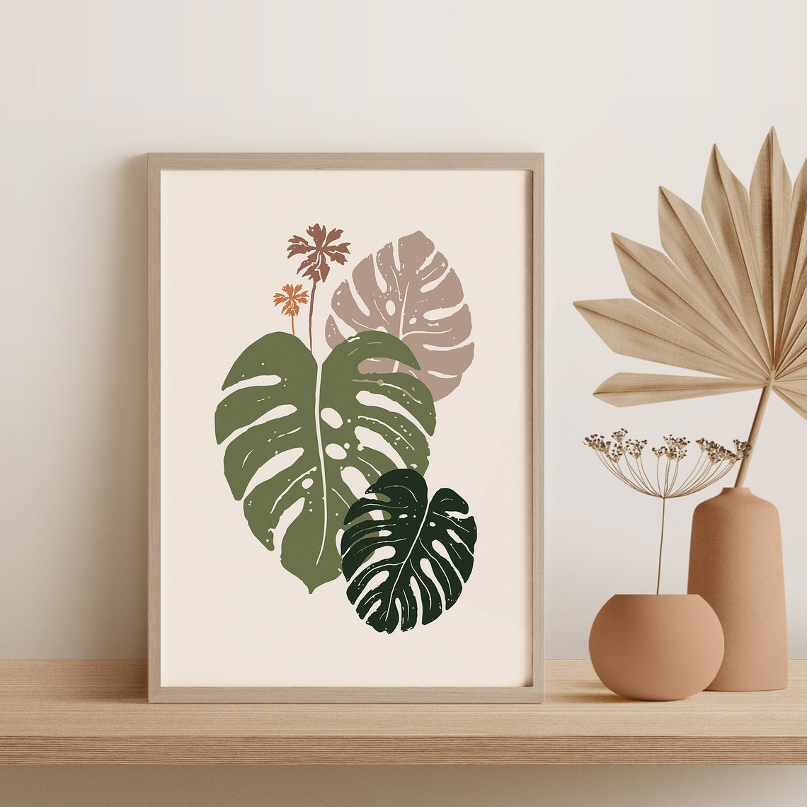 Monstera Wall Art Printable Poster, Modern Boho Wall Decor Print ...