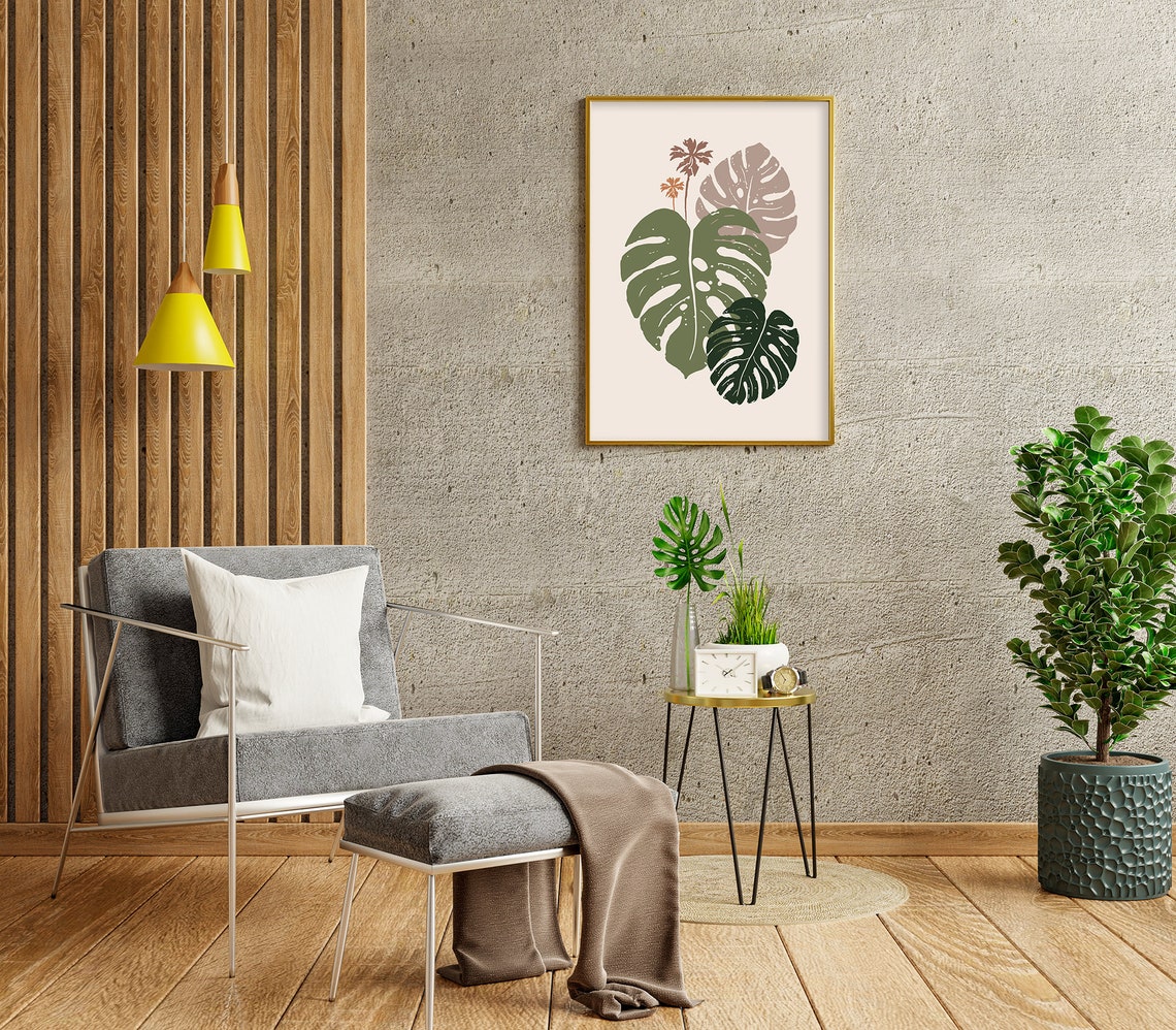 Monstera Wall Art Printable Poster, Modern Boho Wall Decor Print ...